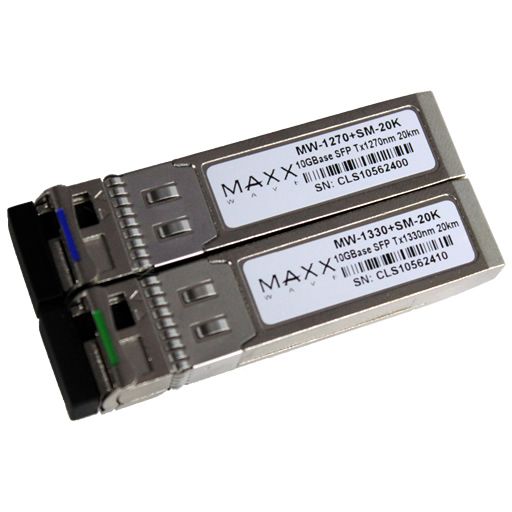 Maxxwave Single-Mode BIDI SFP+ Fiber Module 1330nm/1270nm 20km ...