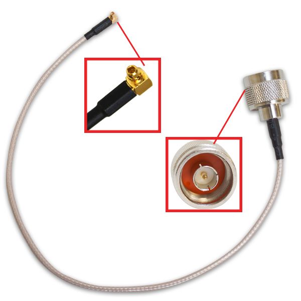 Maxxwave Pigtail N-Male Bulkhead to MMCX Right Angle (12 inch / 31 cm ...